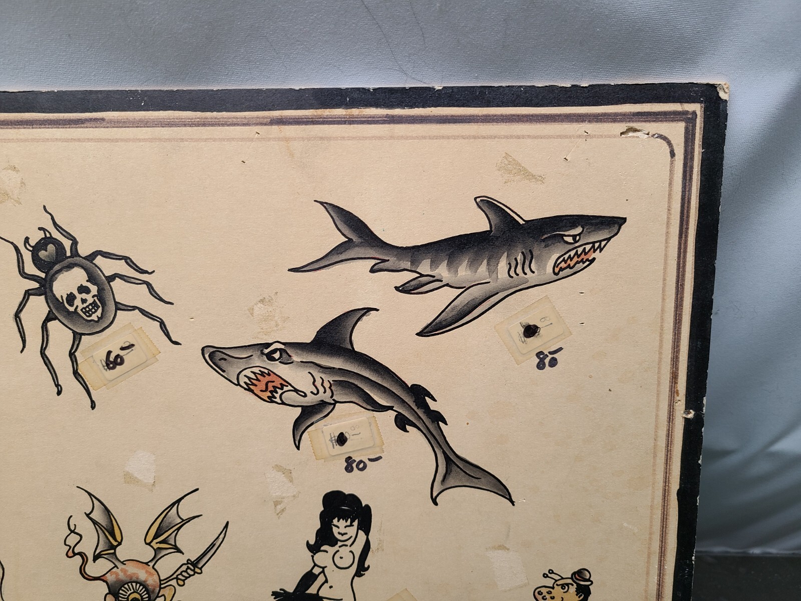 Vintage 1972 Don Nolan Tattoo Flash Sheet Original Art Signed Parlor 15 ...
