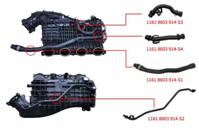 4 piece Engine Intake Manifold hose for BMW F20 F30 G30 X3 X4 125i 330i ...