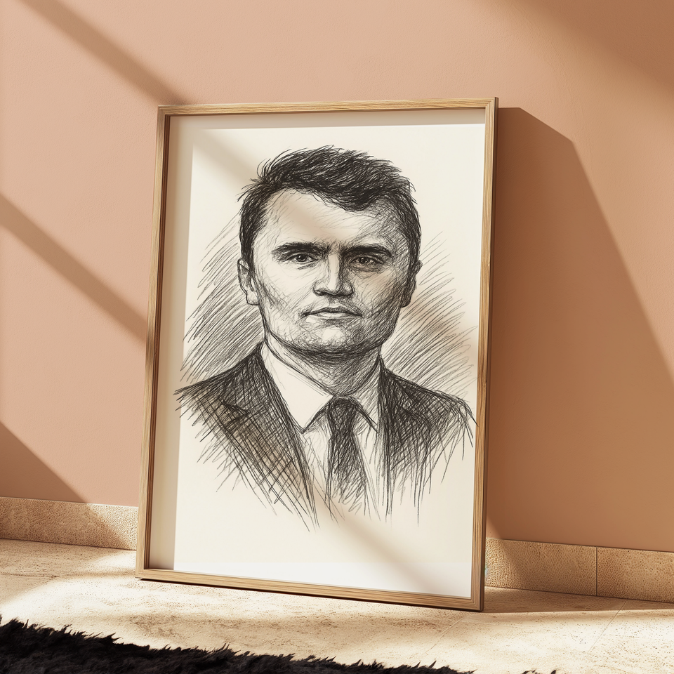 CHARLIE KIRK DRAWING PRINT SKETCH PORTRAIT 8" x 10" CHARLIE KIRK WALL ...