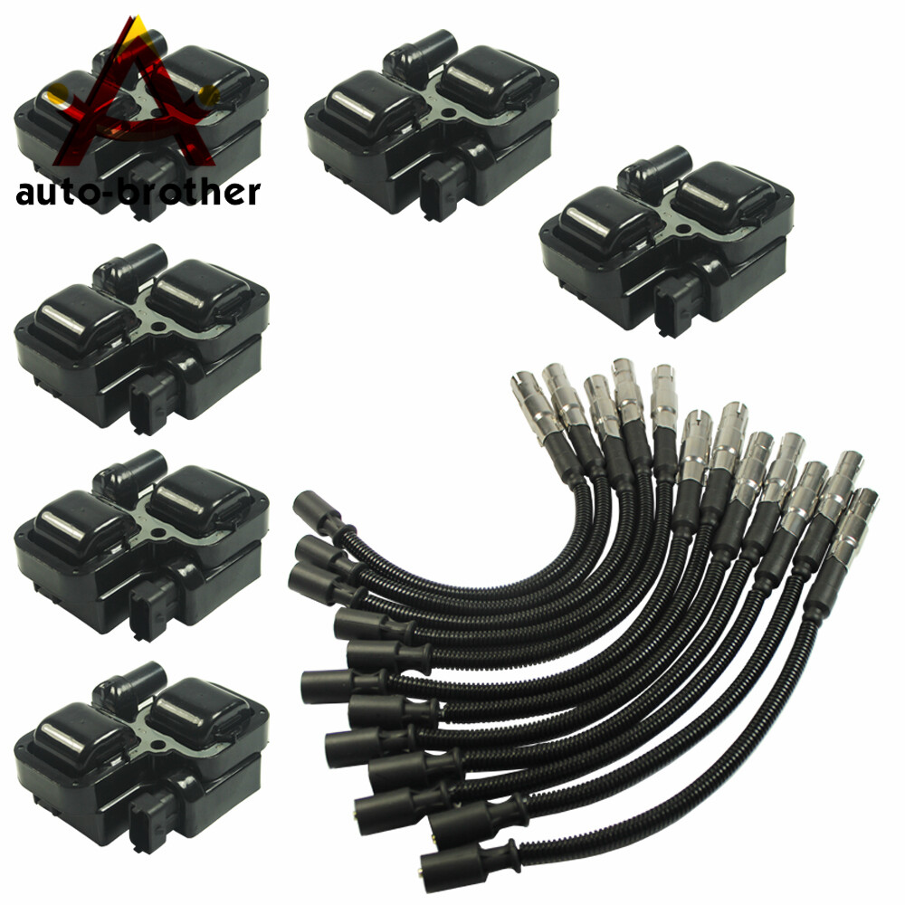 Ignition Spark Coils with Plug wire sets For Mercedes-Benz C CL CLK ML ...