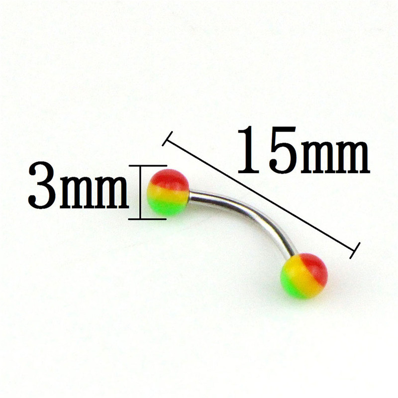20X Stainless Steel Ball Barbell Curved Eyebrow Rings Bars Tragus ...