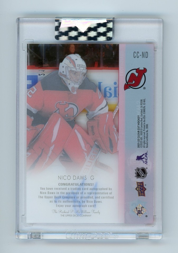 2021-22 UD Clear Cut NICO DAWS SP RC Acetate Exclusives On Card Auto #d ...