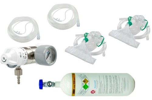 Sauerstoffflasche 2 l mit Druckminderer SET L Sauerstoff maske brille ...