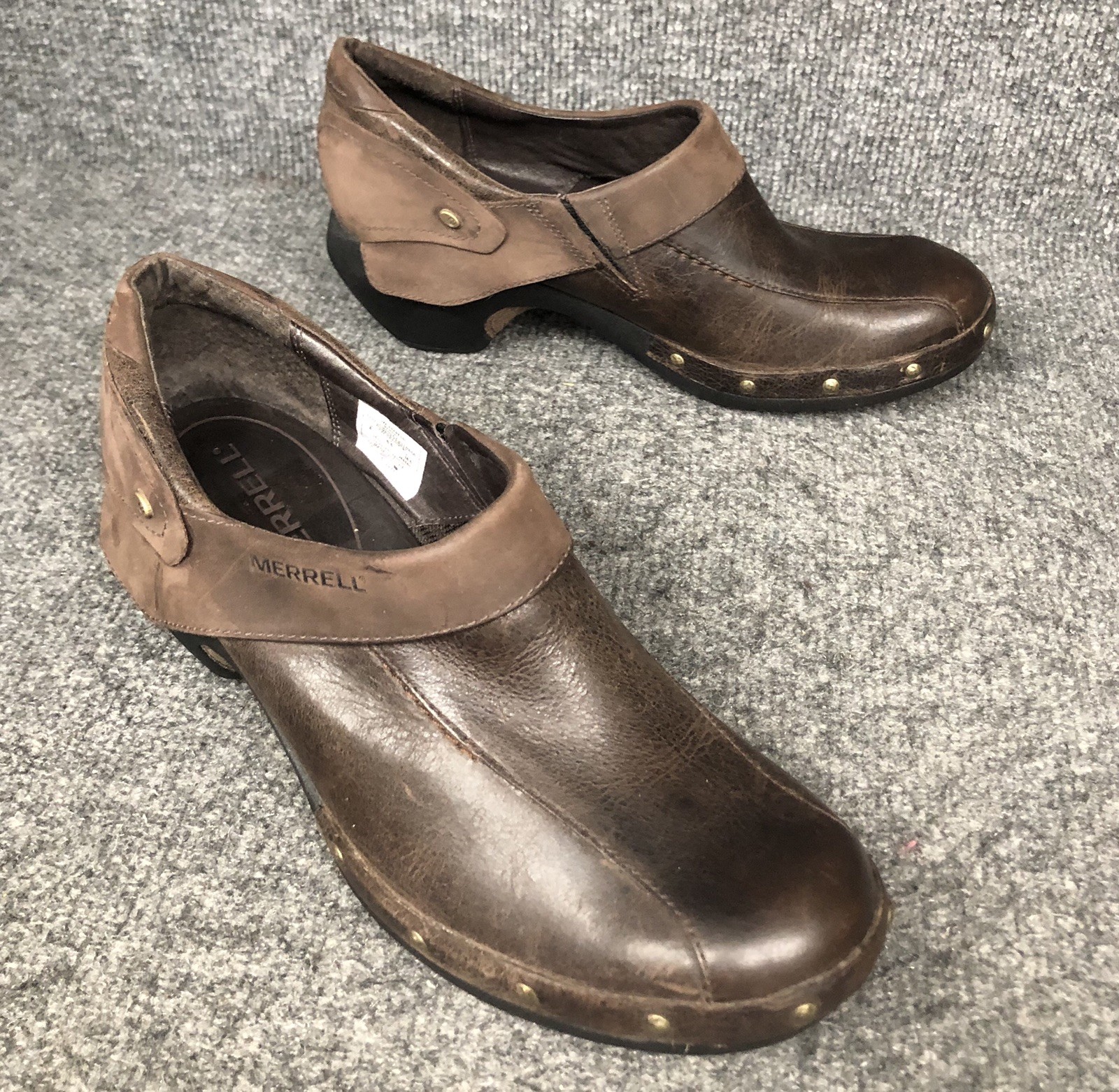 Womens Merrell Luxe Wrap Espresso Brown Leather J68680 Clog Mules Sz 8 ...