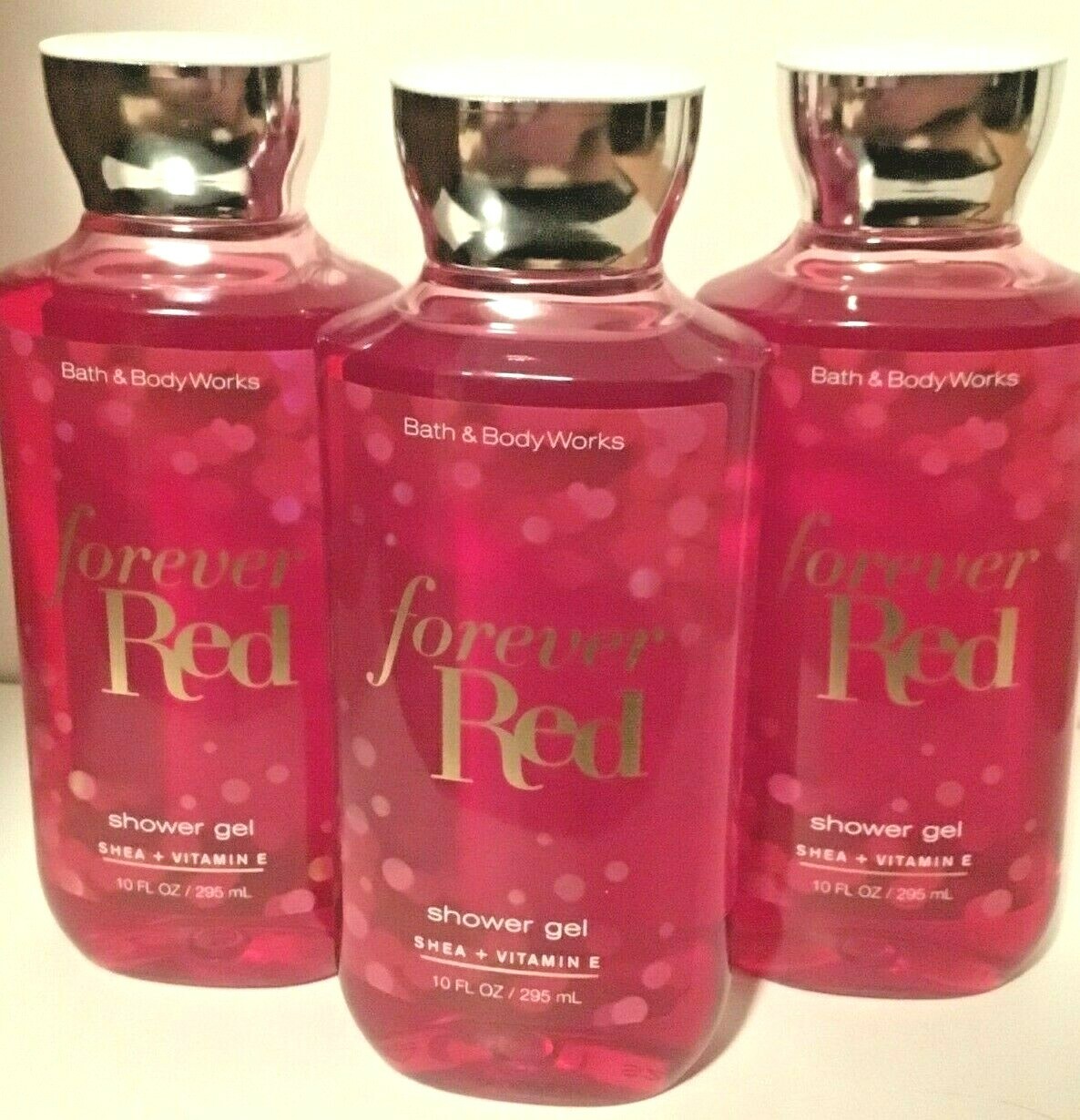 3 Bath & Body Works ~FOREVER RED~ Shower Gel Body Wash Shea+Vitamin E ...