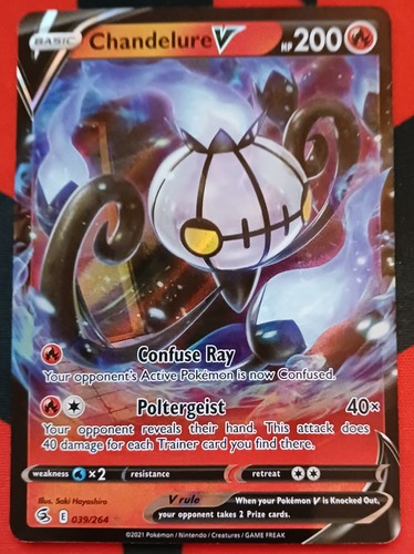 Pokemon TCG Card Chandelure V Fusion Strike 039/264 Holo Ultra Rare NM ...