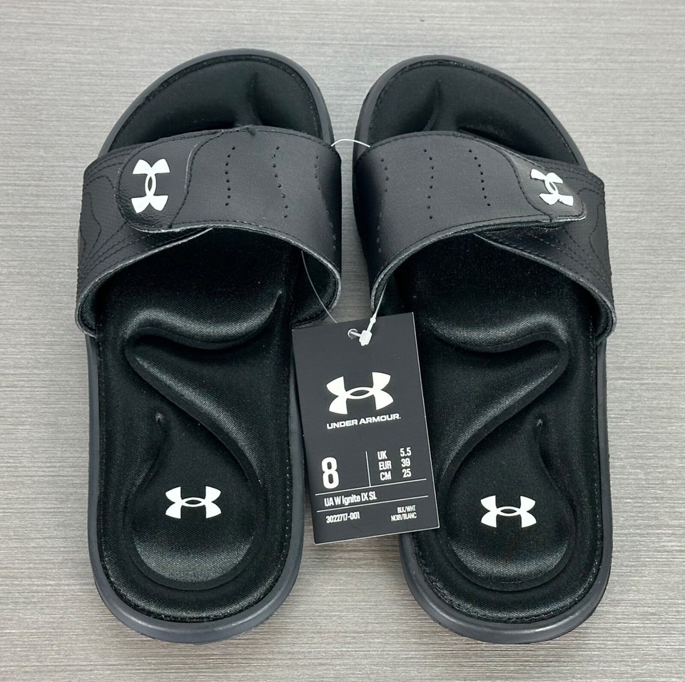 Under Armour Women's Black Slides Adjustable Strap Size 8 New With Tag ...