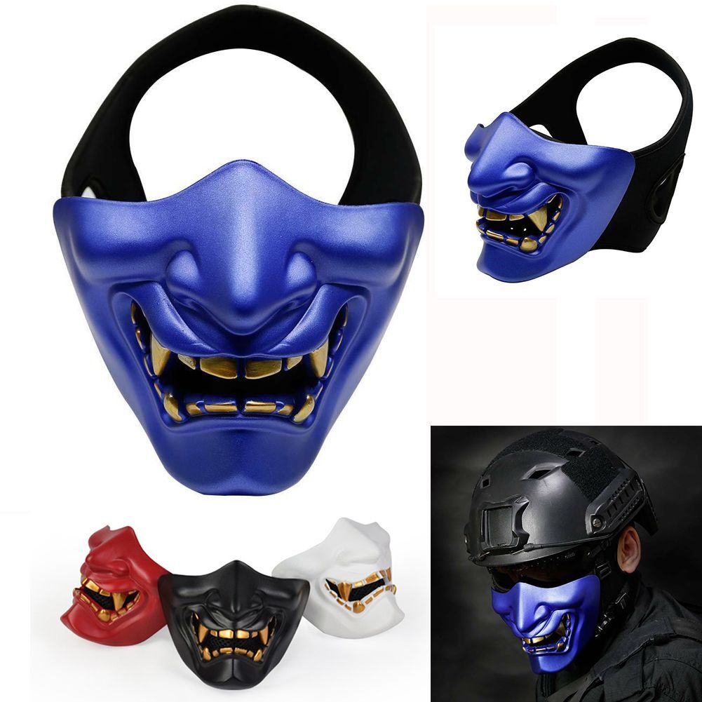 Oni Demon Ninjas Half Mask Half Face Assassin Samurai Oni Mask, Cool