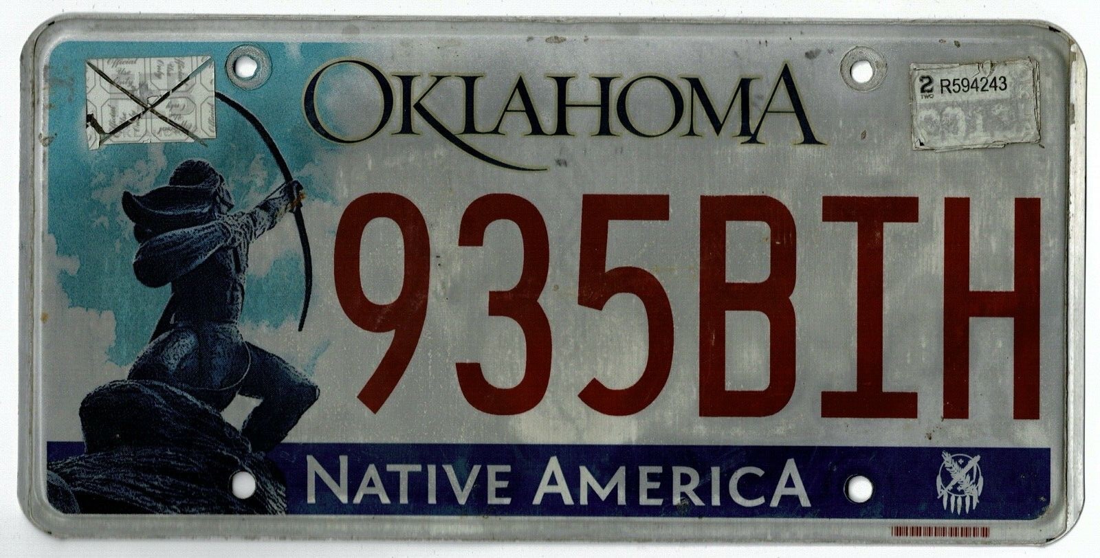 Oklahoma Native America vintage 2013 "SACRED RAIN ARROW" license plate ...