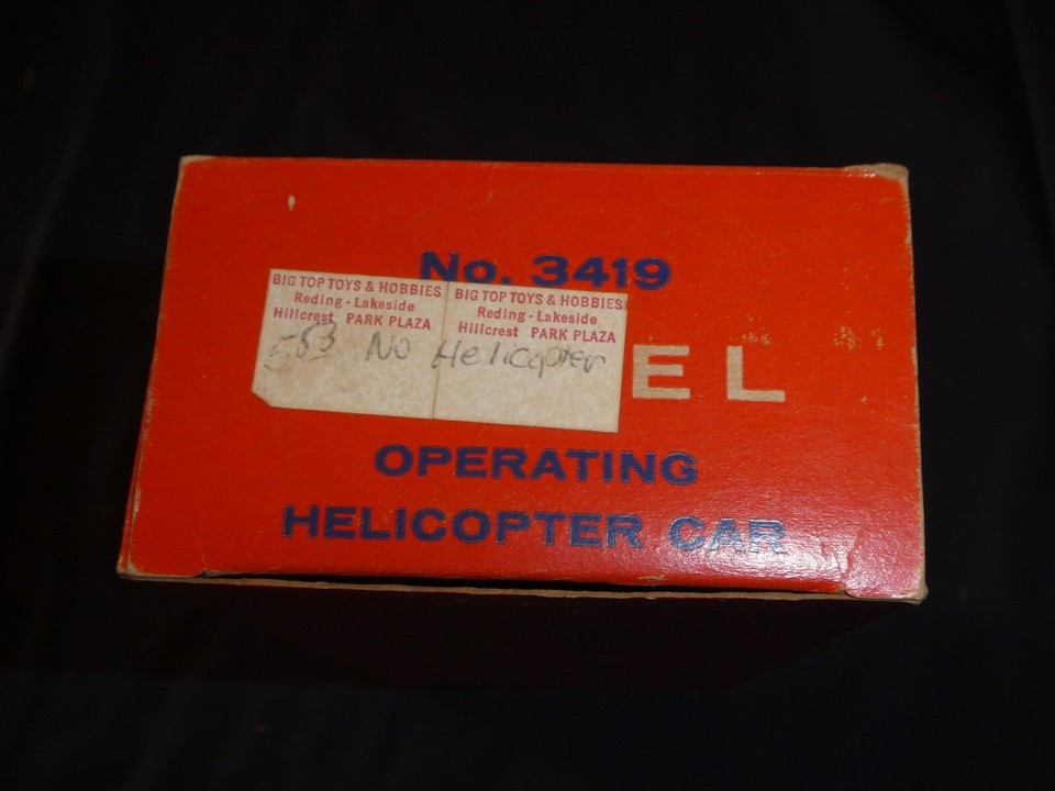 LIONEL 3419 OPERATING HELICOPTER CAR ORIGINAL BOX ONLY E+ W/ALL FLAPS ...