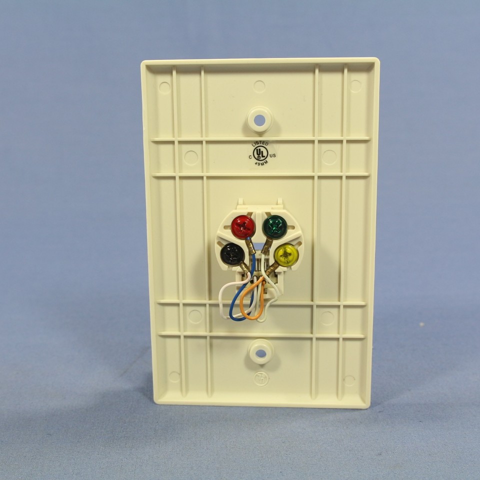 Cooper 3533-4LA Light Almond 1-Gang 4-Wire Phone Jack Mid-Size Cover ...
