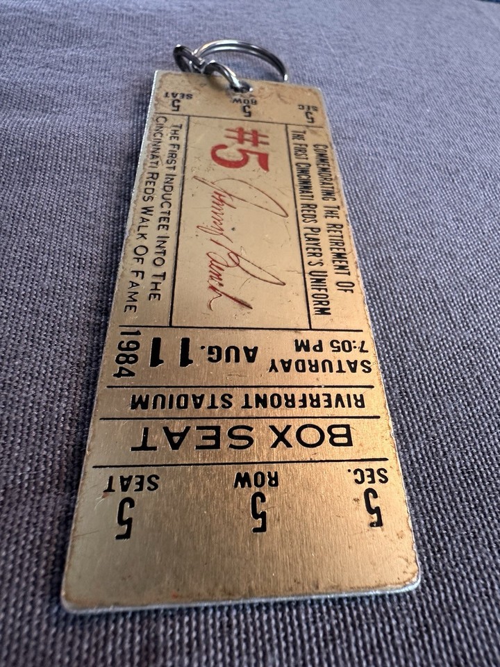 Very Rare Vintage Brass Johnny Bench Ticket Uniform Retirement 8-11-84 ...