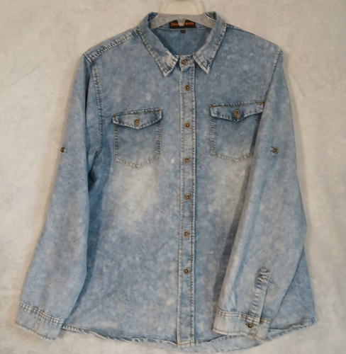 DENIM & RIVETS Men's XL Denim Shirt Long Sleeve Button-Up Stone-Washed ...