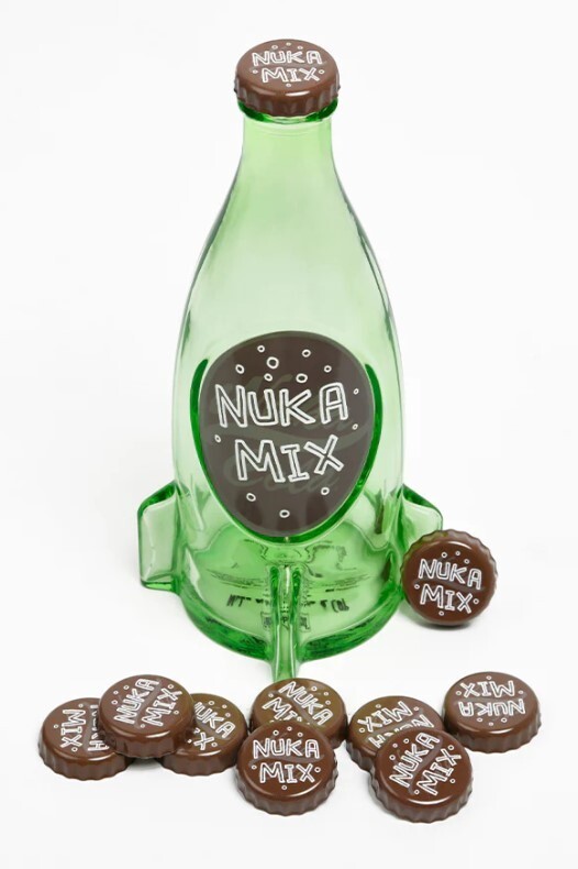Fallout Nuka Cola Mix Green Glass Bottle + 10 Bottle Caps Rocket ...