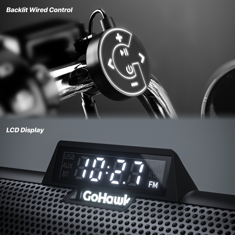 Waterproof Motorcycle Stereo 8 Speakers Audio System Bluetooth 300W Amp ...