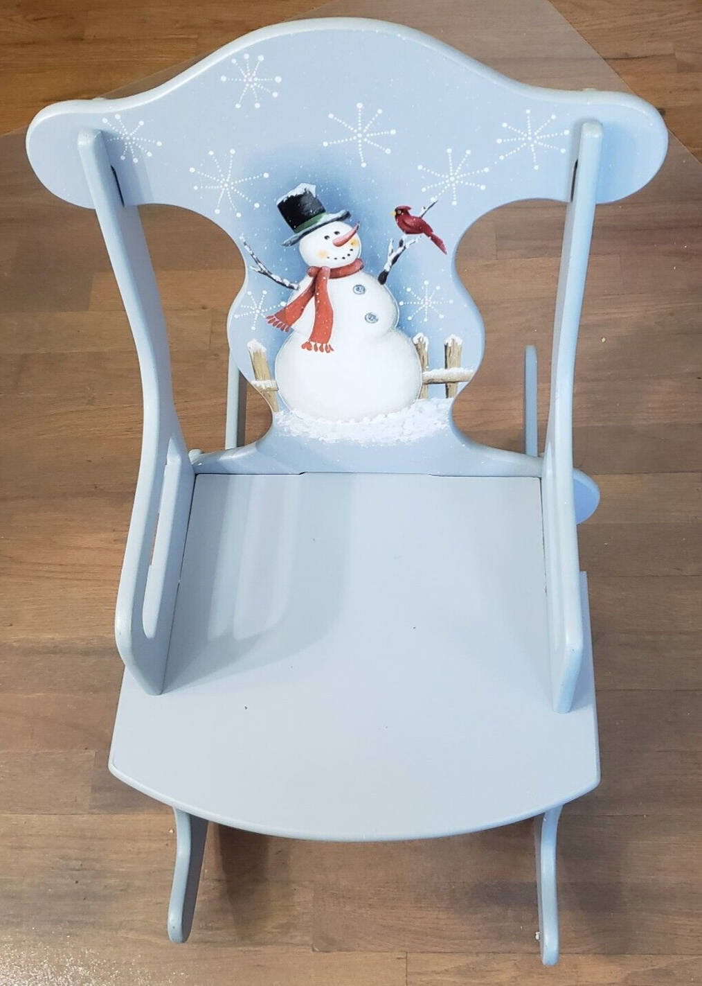 Child/ Doll Puzzle Rocking Chair Wood Snowman Winter Blue HTF Cute ...