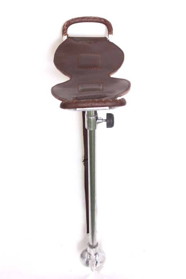 HIGH QUALITY BROWN LEATHER SHOOTING STICK RACING FOLDING SEAT SHOWS ...