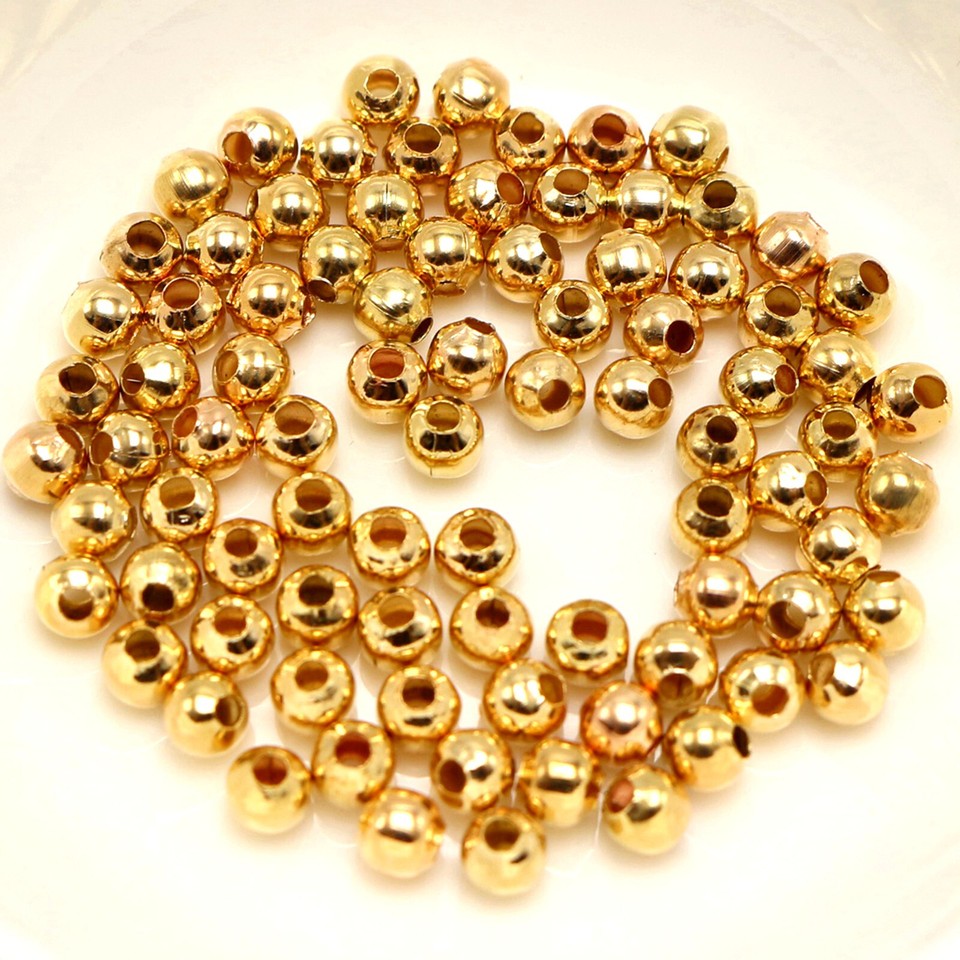 500 Pcs Golden Metal Small Round Beads 4mm Smooth Ball Spacer Jewelry ...
