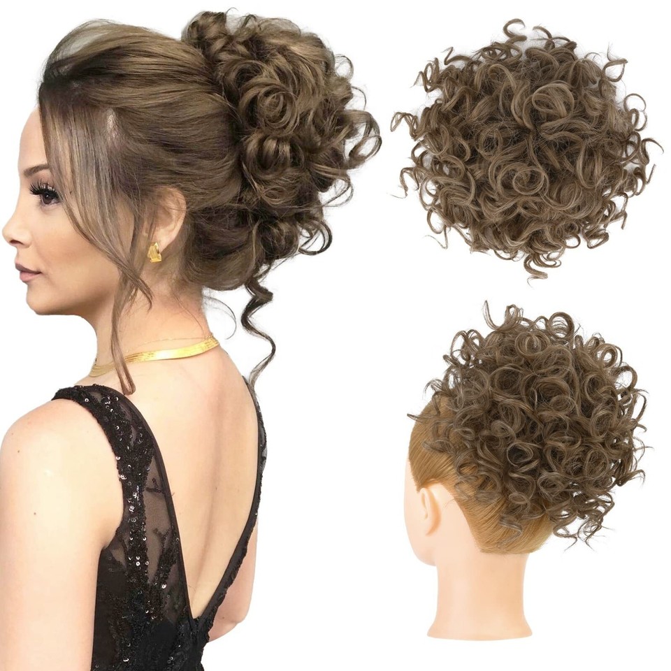 Messy Curly Hair Bun Updo Clip in Hairpiece Chignons Drawstring Hair ...