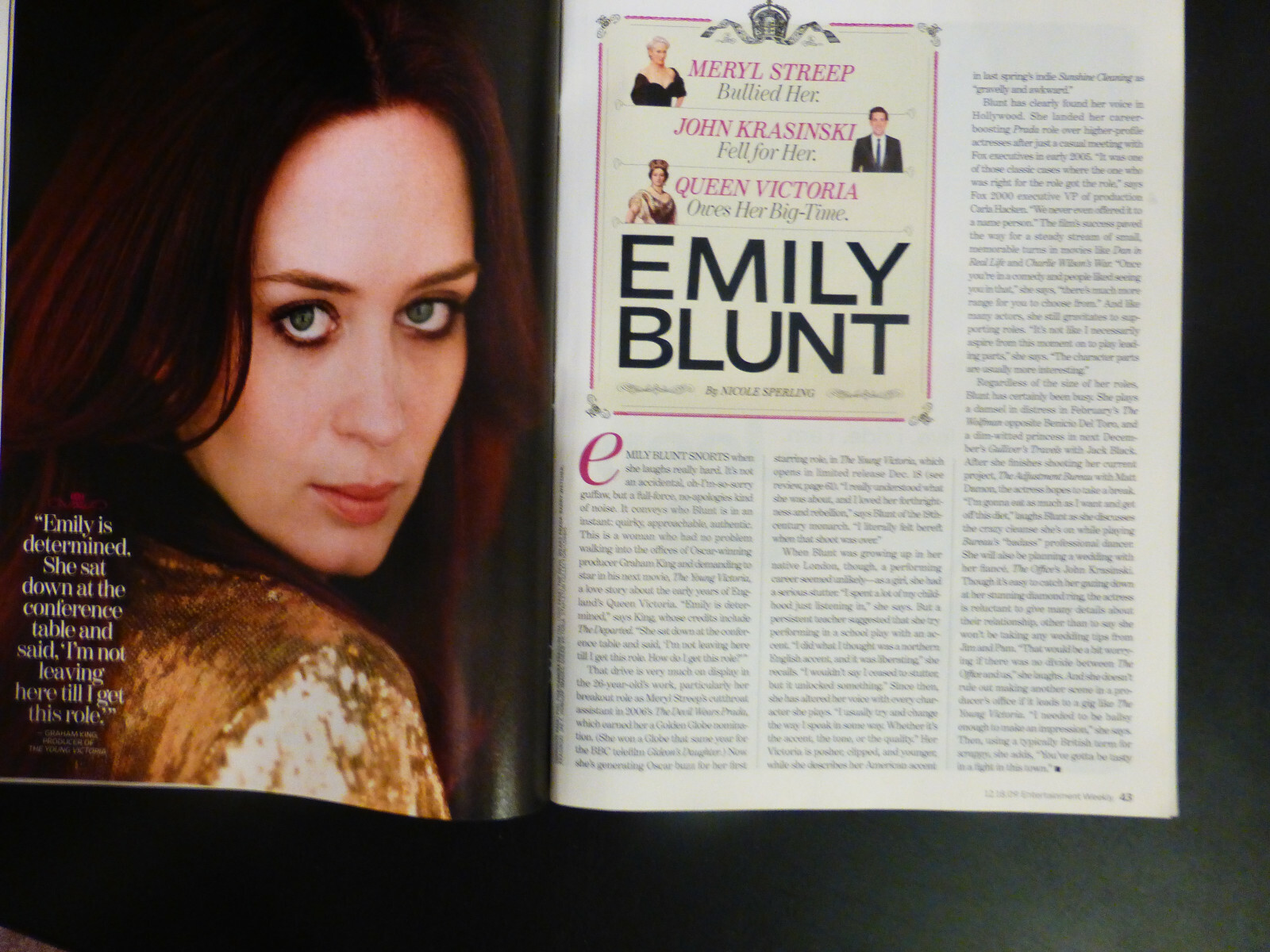 ENTERTAINMENT WEEKLY Dec 18 2009 Sandra BULLOCK Emily BLUNT James ...