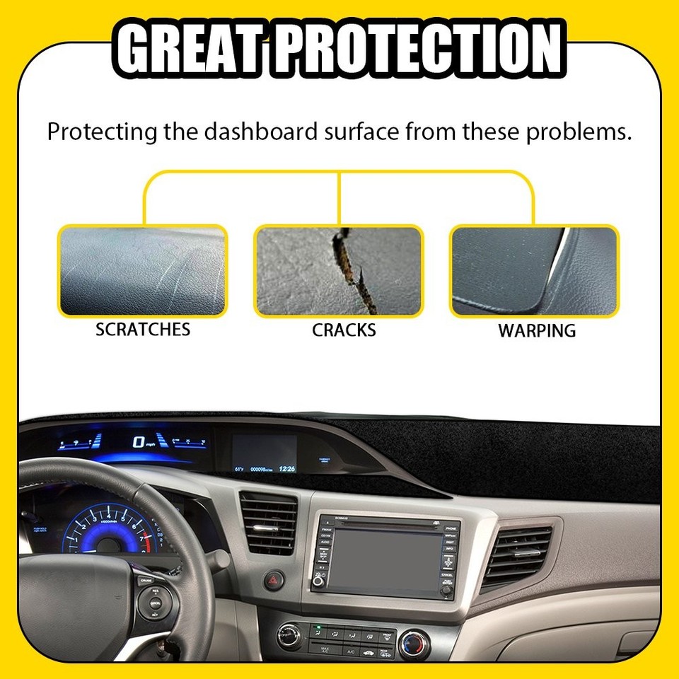 Dash Mat for Honda Civic 2012-2015 Dashboard Pad Cover Carpet Non-slip ...