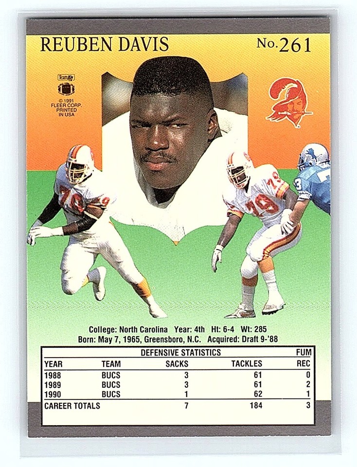 1991 Fleer Reuben Davis Tampa Bay Buccaneers #261 | eBay