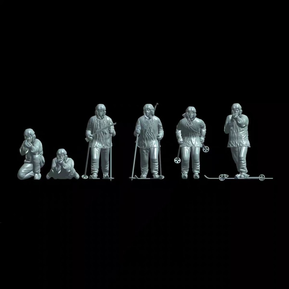 1/35 Scale WwII Winter Ski Soldiers 6 Figures Model Kit Resin Printed ...