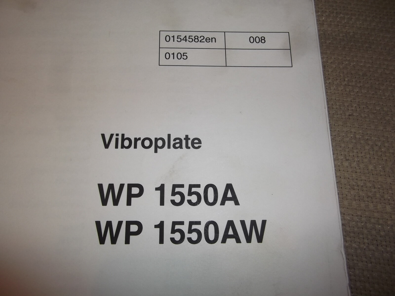 WACKER WP 1550A 1550AW VIBROPLATE COMPACTOR OPERATION & MAINTENANCE ...