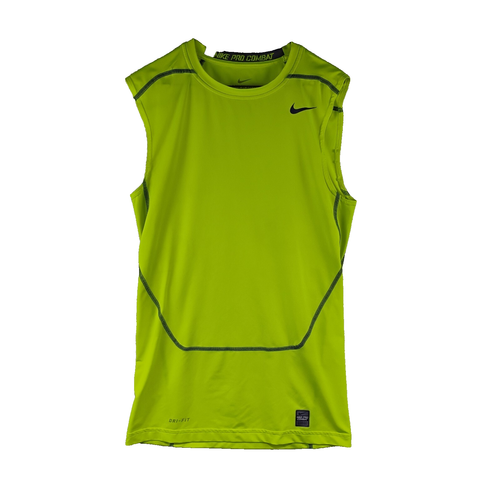 Nike Pro Combat Dri Fit Mens L T Shirt Neon Green Sleeveless ...