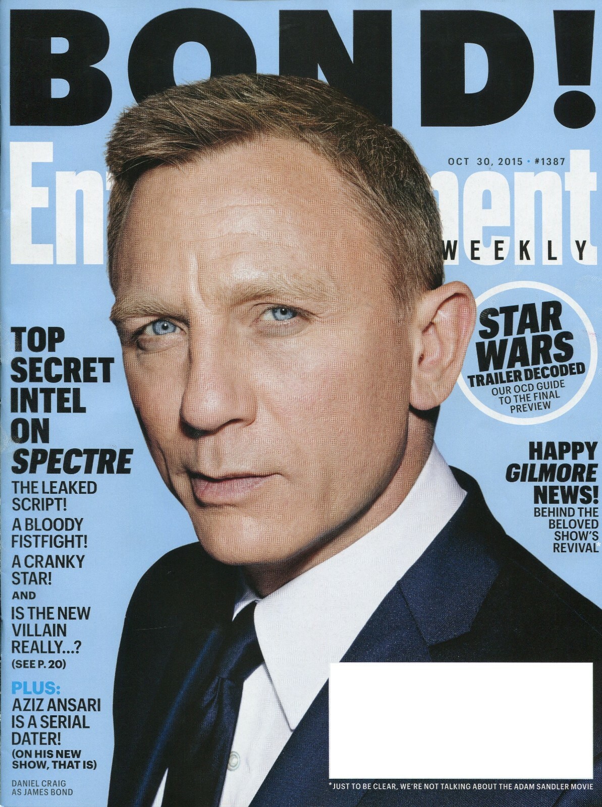 Entertainment Weekly Magazine 10-30-15 - Daniel Craig, James Bond, Aziz ...