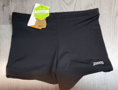 Zoggs Boys Cottesloe Hip Racer Stretch Swim Trunks Size 27 UK 12 Black ...