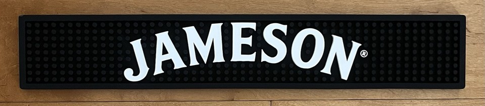 JAMESON IRISH WHISKEY RUBBER BAR RAIL RUNNER SPILL MAT SKINNY COASTER ...
