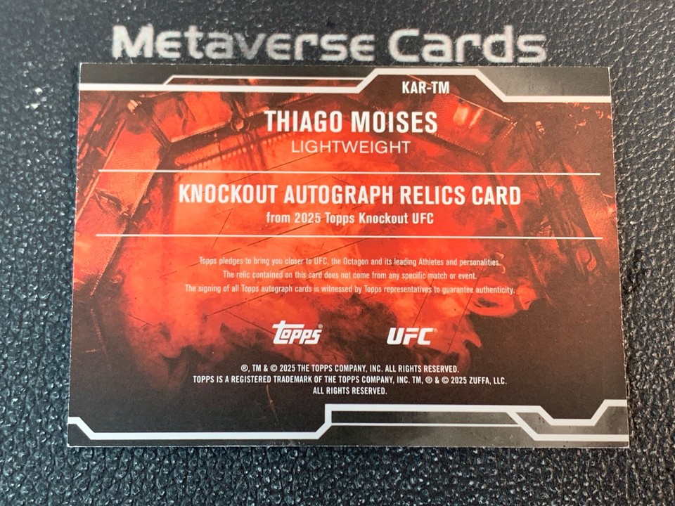 2025 Topps UFC Knockout Relic Thiago Moises Patch Auto /199 | eBay