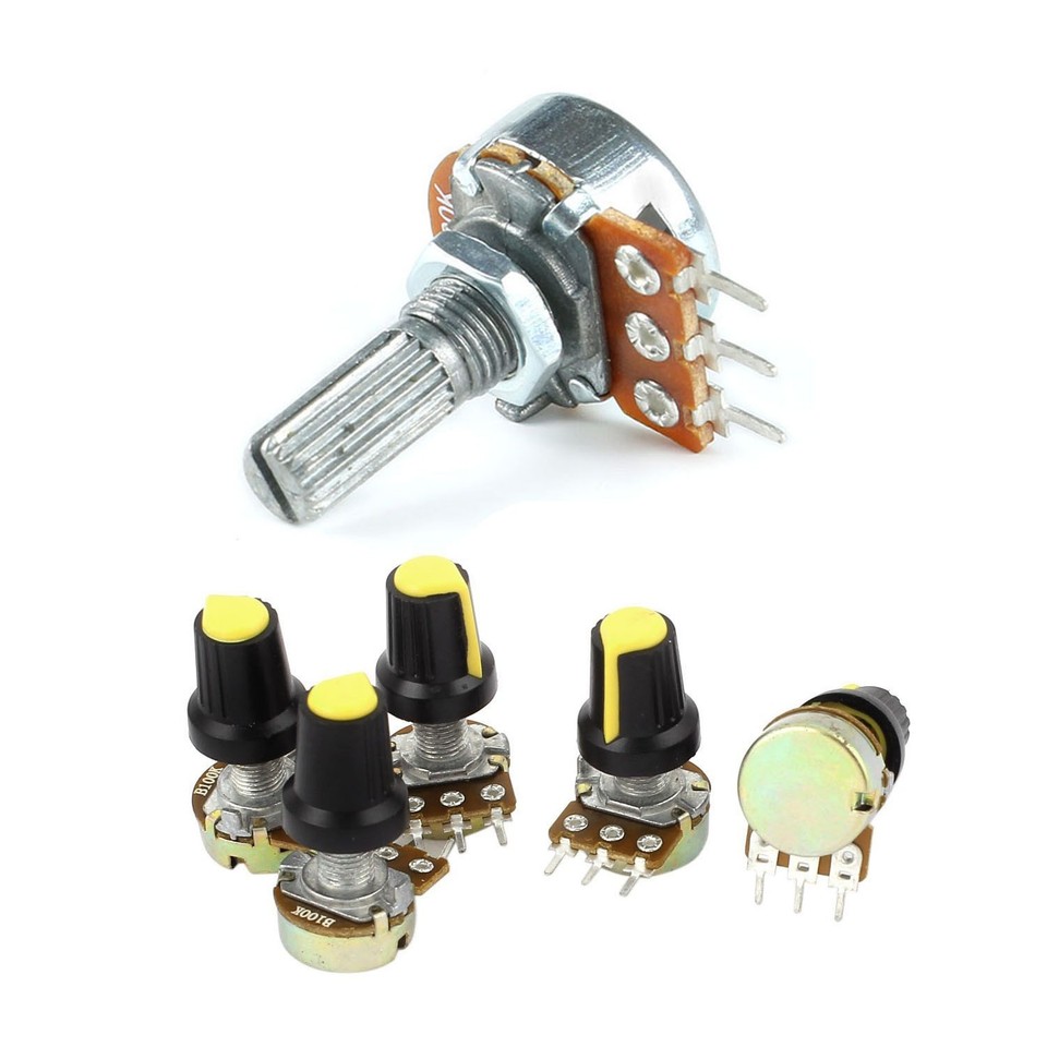 15 Pcs Potentiometers: 10 PCS Dual Knurled Shaft Potentiometer 50K Ohm ...