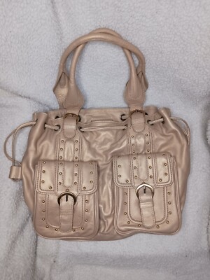 Michael Rome Designs Leather Purse shoulder handbag Drawstring Studded ...