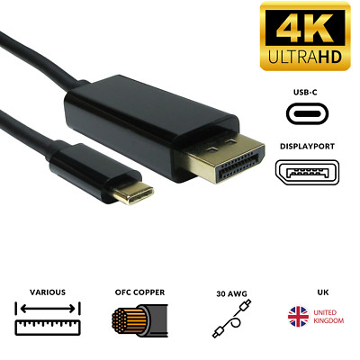 USB 3.1 Type C to DisplayPort Lead UHD 4K 60Hz Adapter Cable 1m/2m/3m ...