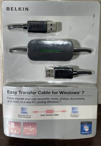 BELKIN Easy Transfer Cable for Windows 7 USB 2.0 8ft /2.4m New Sealed ...