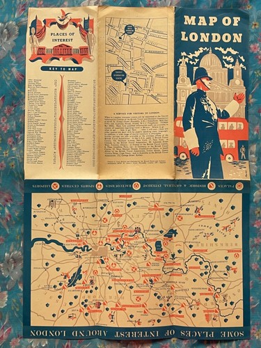 1964 Tourist Map Of London England Vintage UK Travel Brochure Great ...