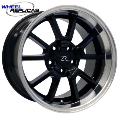 17" Black Machined Lip FR500 Style Wheels 17x9 17x10.5 5x114.3 Mustang ...