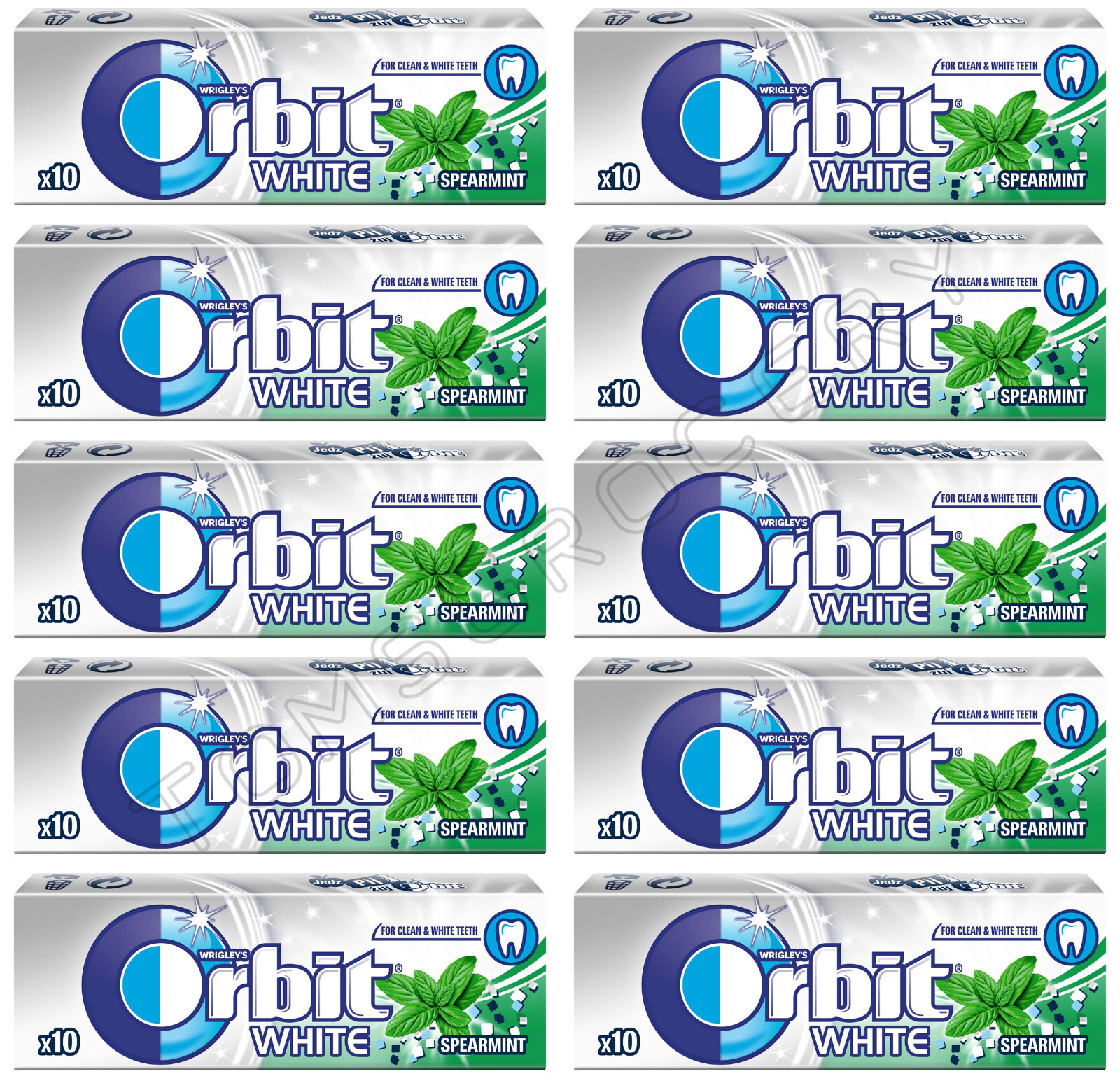 10 WRIGLEY'S ORBIT WHITE SPEARMINT Flavor Sugarfree Chewing Gum 14g 0 ...