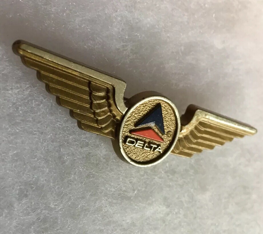 Vtg Delta Airlines Wing Pin Gold Tone Aviation Badge Logo Advertising ...