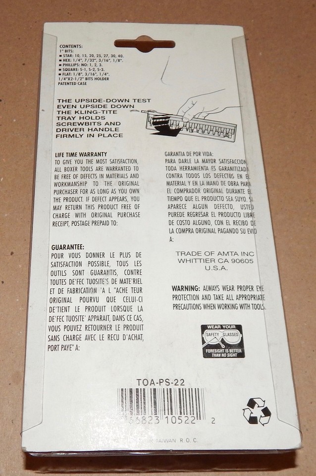 Power Drill Bits Set 22 Piece Boxer 10522 Kling-Tite Screwbits Phillips ...