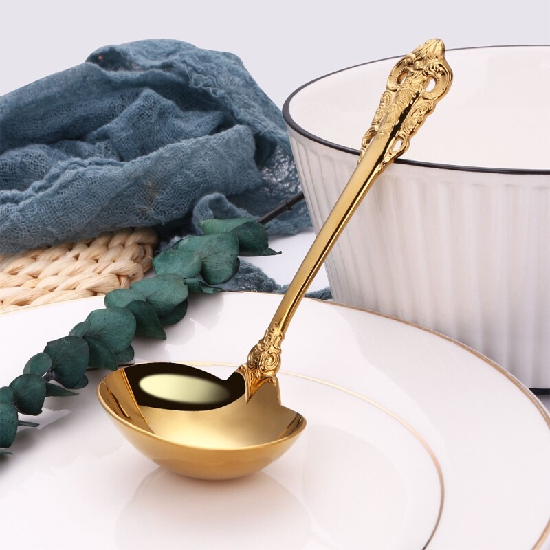 Golden Soup Spoon Kitchen Accessories Cooking Utensils Metal | eBay