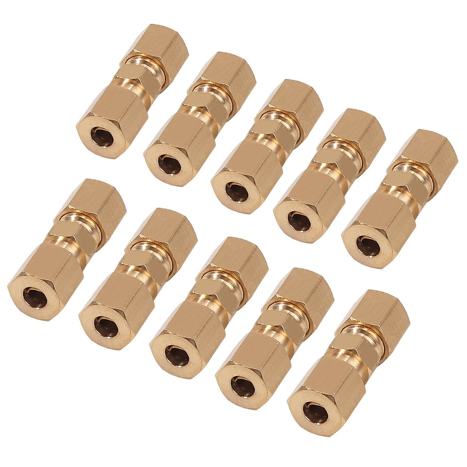 Straight Brass Brake Line Compression Fitting Unions for 3/16 OD Tubing ...