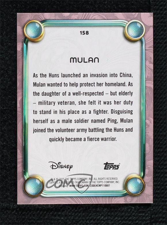 2025 Topps Disney Wonder Cartoon Princess Gold Foil 1/50 Mulan #158 ...