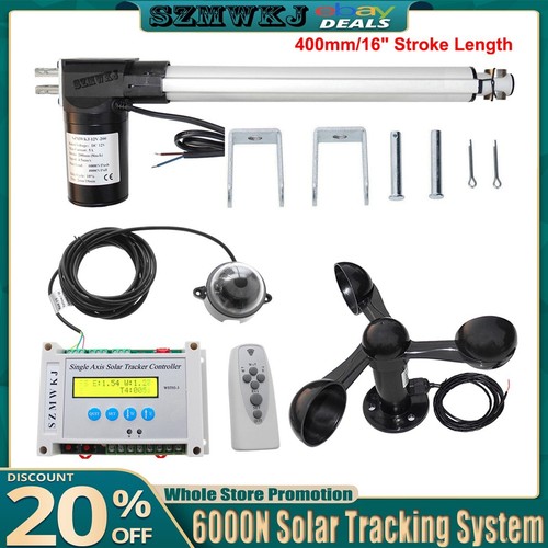 LCD Single Axis Solar Panel Track Tracker &6000N 16" Linear Actuator &Anemometer | eBay