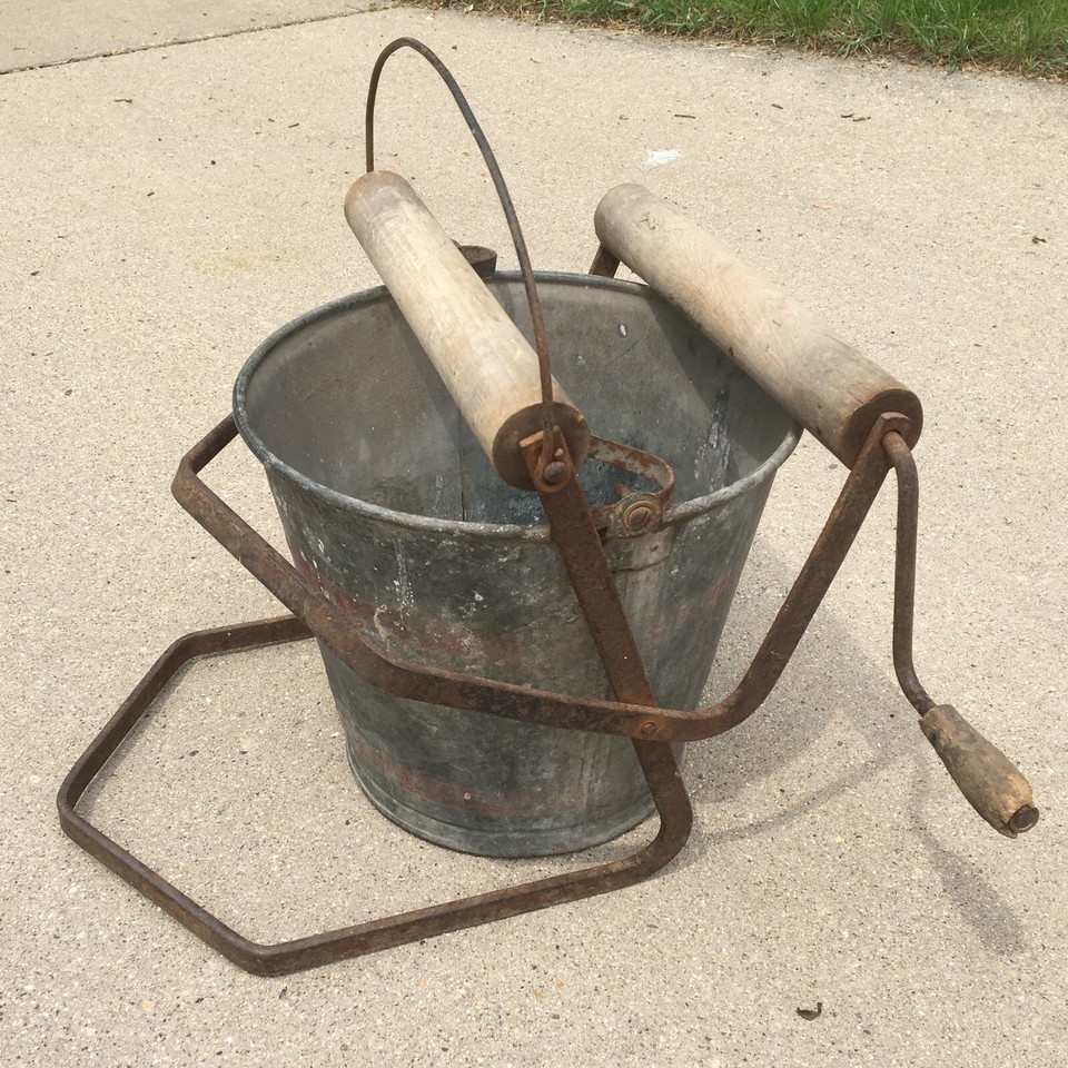 Vintage Galvanized Mop Bucket with Wringers | eBay