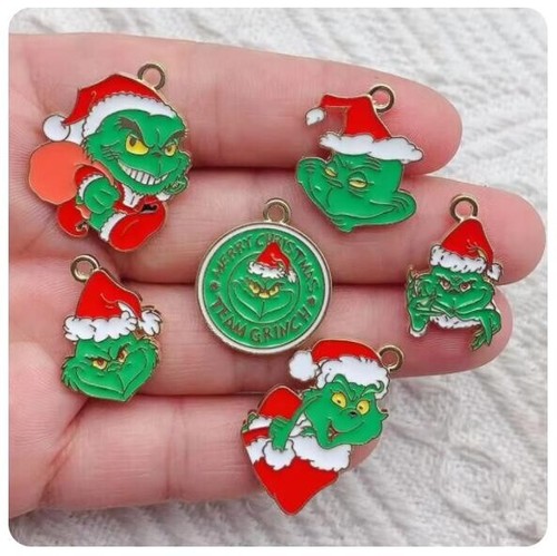 60pcs Grinch anime cartoon Metal Charm Pendant DIY Necklace Jewelry ...