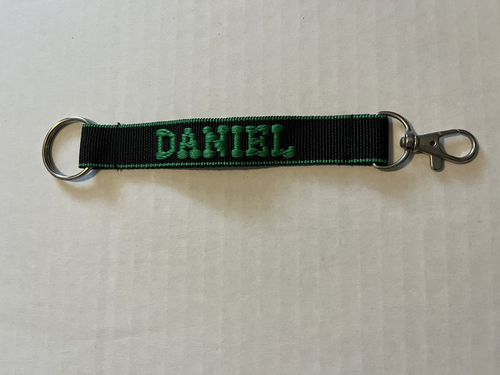 Daniel Embroidered Name Strap Key Rings Keychains with Clasp black and ...