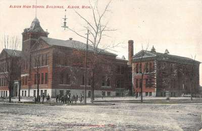 Albion Michigan High School Bldg Street View Antique Postcard K19287 | eBay